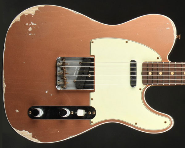 CUSTOM-MADE Telecaster Relic Olympic White Over 3-Tone Burst